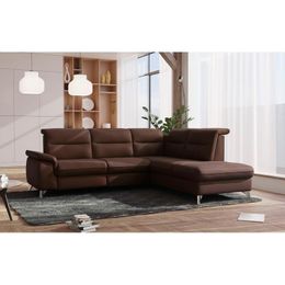 Sit & More sit&more Ecksofa &raquo;Astoria L-Form&laquo; wahlweise mit motorischer Relaxfunktion braun 20000 B/H/T: 256cm x 91cm x 225cm, Luxus-Microfaser ALTARA NUBUCK , 