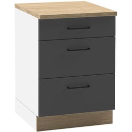 KOCHSTATION Unterschrank &raquo;KS-Kolari&laquo; 1 Stk. tlg. Ma&szlig;e (B/T/H): 60,1 x 60 x 88 cm grau FSC -zertifizierter Holzwerkstoff wei&szlig;, B/H/T: 60,1cm x 88cm x 