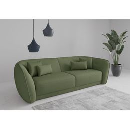Sit & More sit&more Big-Sofa &raquo;Neapel&laquo; gr&uuml;n 95%Polyester 5%Polyamid B/H/T: 290cm x 86cm x 121cm, Flachgewebe LINO, ohne Kissen