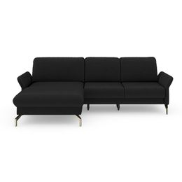 Sit & More sit&more Ecksofa &raquo;Fashion L-Form&laquo; wahlweise mit Kopfteilverstellung, Vorziehsitz, motorisch, Nickelf&uuml;&szlig;e schwarz B/H/T: 253cm x 84cm x 165cm, Luxus-