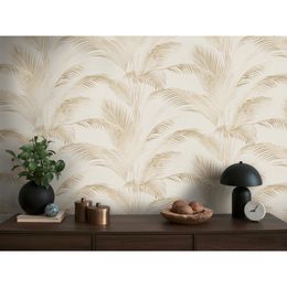 Livingwalls living walls Vliestapete &raquo;Michalsky 6 florale Tapete Mustertapete Pflanzen Blattmuster&laquo; matt strukturiert Vliestapete Natur f&uuml;r Schlafzimmer K&uuml;che 