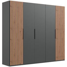 wimex Dreht&uuml;renschrank &raquo;Andorra by fresh to go&laquo; Mit 3D-Leisten f&uuml;r Akustikpaneel-Optik schwarz Holzwerkstoff Graphit, B/H/T: 250cm x 216cm x 58cm, T&uuml;ren: 5 