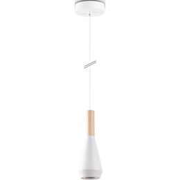 Paco Home Pendelleuchte &raquo;MORA&laquo; GU10 Wohnzimmer Esszimmer Klein Modern Holz Metall GU10 Trichterform wei&szlig; &Oslash; 10cm H: 178,5cm