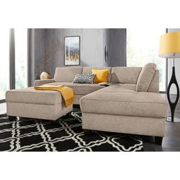 DOMO collection Ecksofa &raquo;Florentina zeitlos und elegant, Sitzn&auml;hte als Designelement, L-Form&laquo; wahlweise mit Bettfunktion, mit Kontrastnaht, 