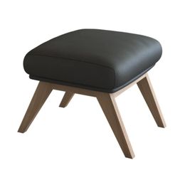 FLEXLUX Polsterhocker &raquo;Adria&laquo; Fu&szlig; Eiche, Fu&szlig;hocker f&uuml;r Ohrensessel grau 100% Echteder B/H/T: 54cm x 41cm x 41cm, Echtleder