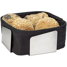Sch&ouml;ner Wohnen Kollektion SCH&Ouml;NER WOHNEN-Kollektion Brotkorb &raquo;FLAVIO&laquo; Br&ouml;tchenkorb mit Gestell aus Edelstahl und Baumwolleinsatz schwarz Baumwolle, Edelstahl B/H/L: 20,5cm x 