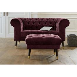 Home Affaire Hocker &raquo;Tinnum&laquo; rot Luxus-Microfaser Vintageoptik (66% PU, 27% Polyester, 7% Baumwolle);Struktur weich( 97% Polyester, 3% Polyacryl) B/H/