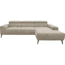 DOMO collection Ecksofa &raquo;Trento L-Form, mit Kufenfu&szlig; oder Einzelfu&szlig;&laquo; whlw. verstellbare Kopfteile, passend f&uuml;r g&auml;ngige Saugroboter grau 100% Polyester