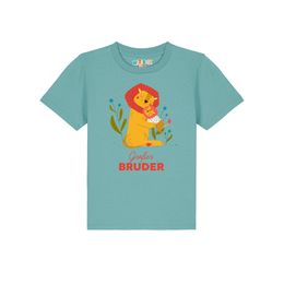 Watabout.kids T-Shirt 'L&ouml;wen Gro&szlig;er Bruder' Jungen Gr&ouml;&szlig;e 98/104 t&uuml;rkis / orange / rot / wei&szlig;