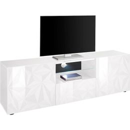 Home Affaire Lowboard &raquo;Prisma Breite 181 cm, TV-Board 2 T&uuml;ren, 1 Schubkasten, TV-Schrank&laquo; Front mit elegantem Siebdruck, grifflos, viel Stauraum wei&szlig; 