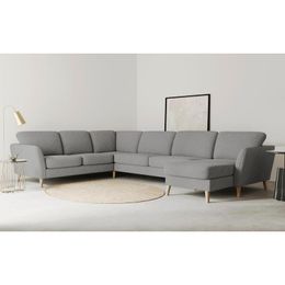 OTTO home Wohnlandschaft &raquo;MARSEILLE XXL 349cm, U-Form, Ottomane rechts/links w&auml;hlbar&laquo; Massivholzbeine Eiche, Landhausstil, Wellenunterfederung grau 