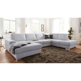Sit & More sit&more Wohnlandschaft &raquo;Santorini U-Form&laquo; mit Federkern und Sitztiefenverstellung, wahlweise mit Schlaffunktion silber Luxus-Microfaser ALTARA NUBUCK