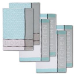 Dyckhoff Geschirrtuch &raquo;HOME / KITCHEN, Ma&szlig;e je Tuch ca. 50x70 cm&laquo; mit zwei verschiedenen Motiven blau 100% Baumwolle 6 Stk., 100 % Baumwolle