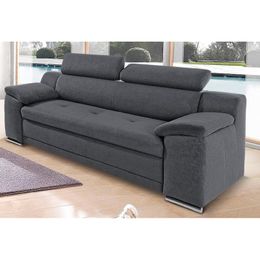 Sit & More sit&more 3-Sitzer &raquo;Andiamo, B: 200 cm, Kopfteilverstellung, Wellenunterfederung&laquo; Komfortable Sitzh&ouml;he 43 cm, frei im Raum stellbar, modernes Design 