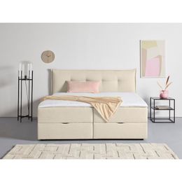Home Affaire Boxbett &raquo;Kederleicht&laquo; inklusive Bettkasten & Topper, in 4 Breiten und 2 H&auml;rtegraden beige Struktur, Liegefl&auml;che B/L: 180cm x 200cm, 