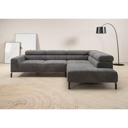 Home Affaire Ecksofa &raquo;Antonelli, L-Form, inkl. Kopfteilverstellung, Breite 276 cm&laquo; mit elektrischer Sitztiefenverstellung, in Cord, dunkelgrau grau 95