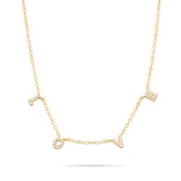 Tamaris Damen Silberkette &raquo;Schmuck Geschenk Silber 925 Halskette Love Letters&laquo; mit Zirkonia (synth.) gold Silber 925 (Sterlingsilber), L: 45 B: 1,5mm