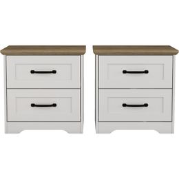 OTTO home Nachtkommode &raquo;Emmilia Nachttisch Set im Landhaus Design&laquo; Schlafzimmer Kommoden Nachschrank im 2er Set, 2 Stk. tlg. 2 Schubladen je 