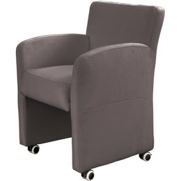 exxpo - sofa fashion Sessel &raquo;Cortado, Loungesessel auf Rollen, schmale Armlehnen, bequem&laquo; hohe Bodenfreiheit, sch&ouml;ne Detailverarbeitung grau 