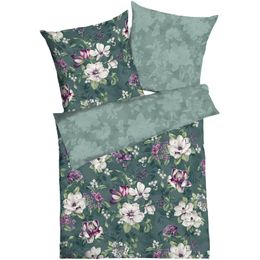 Kaeppel Wendebettw&auml;sche &raquo;Magnolia&laquo; 2 Stk. Mit Blumenmuster blau Mako-Satin, Obermaterial: 100% Baumwolle B/L: 155cm x 220cm, 1 Stk., 1 Stk., Mako-Satin, B/L: 