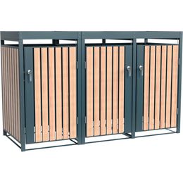 WESTMANN M&uuml;lltonnenbox &raquo;Planta&laquo; Platz f&uuml;r 3 M&uuml;lltonnen je 240 L, BxHxT: 200x84x124,5 cm braun Metall, Stahl Einheitsgr&ouml;&szlig;e