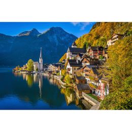 papermoon Fototapete &raquo;Hallstatt Mountain Village&laquo; glatt bunt Vlies B/L: 3,5m x 2,6m, Bahnen: 7 Stk.