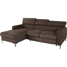 COTTA Ecksofa &raquo;Sammy L-Form&laquo; mit Kopfteilverstellung, wahlweise mit Schlaffunktion & Bettkasten braun Struktur (100% Polyester );Chenille (90% 