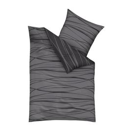 Kaeppel Wendebettw&auml;sche &raquo;MOTION 100% gek&auml;mmte Baumwolle&laquo; 2 Stk. mit feinen Wellenlinien, Markenrei&szlig;verschluss, Wendeoptik grau Mako-Satin, Obermaterial: 100% 