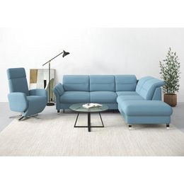 Sit & More sit&more Ecksofa &raquo;Grenoble L-Form mit Federkern&laquo; wahlweise mit Schlaffunktion, Bettkasten, Arm- und Kopfteilverstellung blau B/H/T: 247cm x 85cm x 