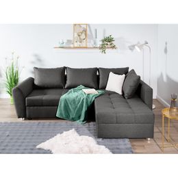 Collection AB Ecksofa &raquo;Jana L-Form, B: 220 cm&laquo; Schlaffunktion, Bettkasten & 1 Zierkissen, Federkern grau 100%Polyester B/H/T: 220cm x 42cm x 161cm, 