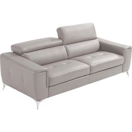 Egoitaliano Schlafsofa &raquo;Francine Designsofa, Loungesofa mit Dauerschlaffunktion, Breite 233 cm&laquo; mit Bettfunktion, Leder BULL, stone, Fu&szlig;farbe chrom grau Leder &raquo;
