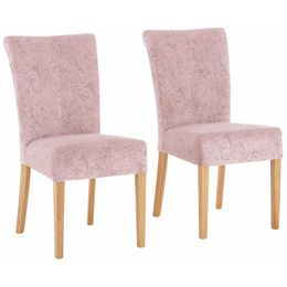Home Affaire 4-Fu&szlig;stuhl &raquo;Queen Polsterstuhl&laquo; (Set) 6 Stk.verschiedene Bez&uuml;ge, Gestell Massivholz rosa Massivholz B/H/T: 47cm x 93cm x 64cm, 6 Stk., 