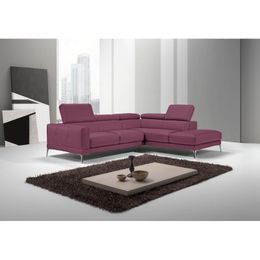 Egoitaliano Ecksofa &raquo;Claudie, Designsofa mit extrakomfortablem Sitzkomfort, L-Form&laquo; Inkl. Kopfteilverstellung, L-Form lila Luxus-Microfaser (100% Polyester) Leder