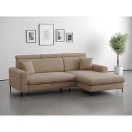 Trends by HG Ecksofa &raquo;Nizza, L-Form, B: 250cm&laquo; mit Schlaffunktion und Bettkasten beige 92% Polyester;8% Nylon B/H/T: 250cm x 104cm x 166cm, Struktur, 