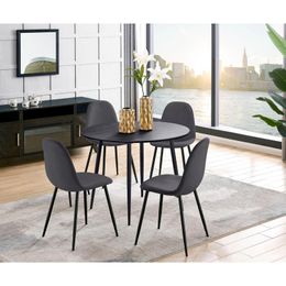 OTTO home Essgruppe &raquo;Eadwine, Sitzgruppe Esstisch plus 4 Esszimmerst&uuml;hle&laquo; Esstisch plus 4 Esszimmerst&uuml;hle grau Samtvelours, Schwarz/grau