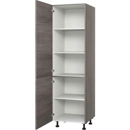 KOCHSTATION Vorratsschrank &raquo;KS-Trea SV60-195&laquo; H&ouml;he 195 cm, Breite 60 cm grau eichefarben grau, B/H/T: 60cm x 195cm x 56cm, T&uuml;ren: 1 Stk. T&uuml;ranschlag 