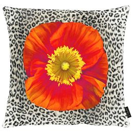Apelt Dekokissen &raquo;Giulia&laquo; Mohnbl&uuml;te auf Leoprint Polyester B/L: 46cm x 46cm, 1 Stk.
