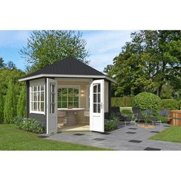 Nordic Holz Gartenhaus &raquo;Pavillon ILMENAU&laquo; gr&uuml;n Massivholz Fu&szlig;boden im Gartenhaus, ohne Dacheindeckung