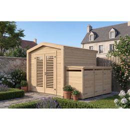 Weka Gartenhaus &raquo;Killarney&laquo; Doppelt&uuml;r mit Lamellen, inkl. 3er M&uuml;lltonnenbox Massivholz ohne Fu&szlig;boden, ohne Dacheindeckung