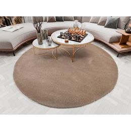 OCI DIE TEPPICHMARKE Hochflor-Teppich &raquo;Soft Dream&laquo; rund 30 mm H&ouml;he weich durch Microfaser, Shaggy, Langflor, Wohnzimmer beige Kunstfaser &Oslash; 120cm 1 Stk
