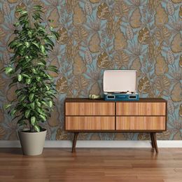 Livingwalls living walls Vliestapete &raquo;Famous Garden Bl&auml;tter-Tapete Mustertapete Pflanzen Blattmotiv&laquo; matt strukturiert Vliestapete floral f&uuml;r Schlafzimmer K&uuml;che 