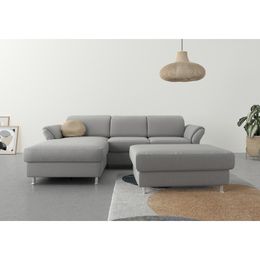 Sit & More sit&more Ecksofa &raquo;Apulia L-Form&laquo; wahlweise Schlaffunktion, Bettkasten und Kopf- und Armteilverstellung grau Webstoff (100% Polyester);Struktur weich (