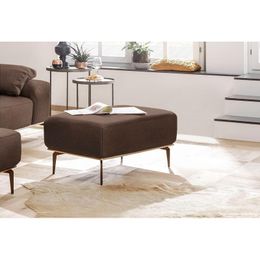 W.Schillig Polsterhocker &raquo;run&laquo; mit Holzsockel, F&uuml;&szlig;e in Bronze pulverbeschichtet, Breite 75 cm braun Flachgewebe W82 Q2 (74% Polyacryl, 26% Polyester) 