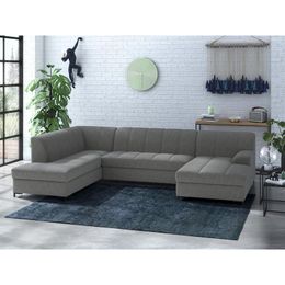 Home Affaire Wohnlandschaft &raquo;Balme, moderne Formensprache, zeitloses Design, U-Form&laquo; Inkl. Zierkissen, wahlweise mit Bettfunktion grau 95% Polyester, 
