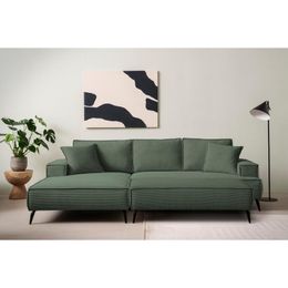 OTTO home Ecksofa &raquo;TVINNU Cord, L-Form, 275 cm, mit Hocker&laquo; stellbar zum Schlafsofa (Krokodilverbinder) gr&uuml;n B/H/T: 275cm x 83cm x 173cm, Cord, 