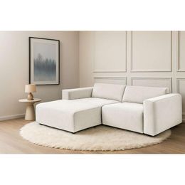 Home Affaire Ecksofa &raquo;Noord mit Kedernaht, Breite 234 cm, L-Form&laquo; Cord, Struktur, Webstoff, mit Wellenunterfederung, Massivholzrahmen beige 100% 