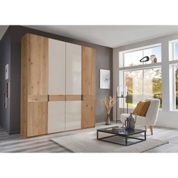 Wiemann Kleiderschrank &raquo;Cardiff&laquo; inkl. T&uuml;rd&auml;mpfung beige Floatglas, Hartfaserplatte, Holzwerkstoff, Massivholz Bianco-Eiche-Nachbildung, B/H/T: 