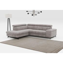 COTTA Ecksofa &raquo;Emma L-Form, B: 262 cm&laquo; mit Kopfteilverstellung, optional Schlaffunktion & Bettkasten grau B/H/T: 262cm x 97cm x 215cm, Struktur weich,
