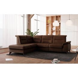 Sit & More sit&more Ecksofa &raquo;Astoria L-Form&laquo; wahlweise mit motorischer Relaxfunktion braun 100% Polyester B/H/T: 256cm x 91cm x 225cm, Luxus-Microfaser in 