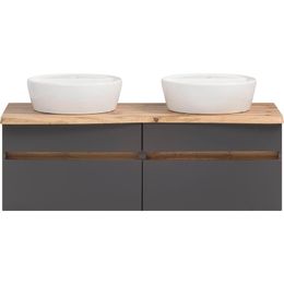Welltime Waschbeckenschrank &raquo;Lienz&laquo; grau MDF grafitgrau, B/H/T: 120cm x 54,5cm x 47cm, Schubladen: 2 Stk.